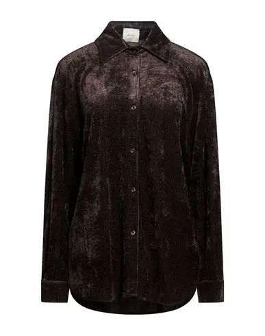 ALYSI Chocolate Corduroy Viscose Blend Shirt - Brown