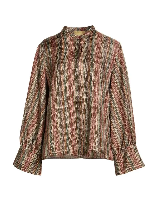 Momoni Multicolor Satin Crewneck Long Sleeve Shirt