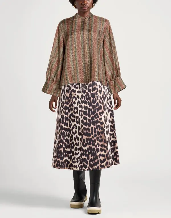 Momoni Multicolor Satin Crewneck Long Sleeve Shirt