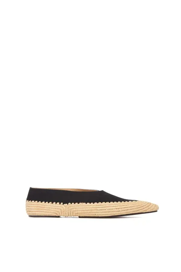 Gabriela Hearst Strength Flat Shoe In Suede And Raffia