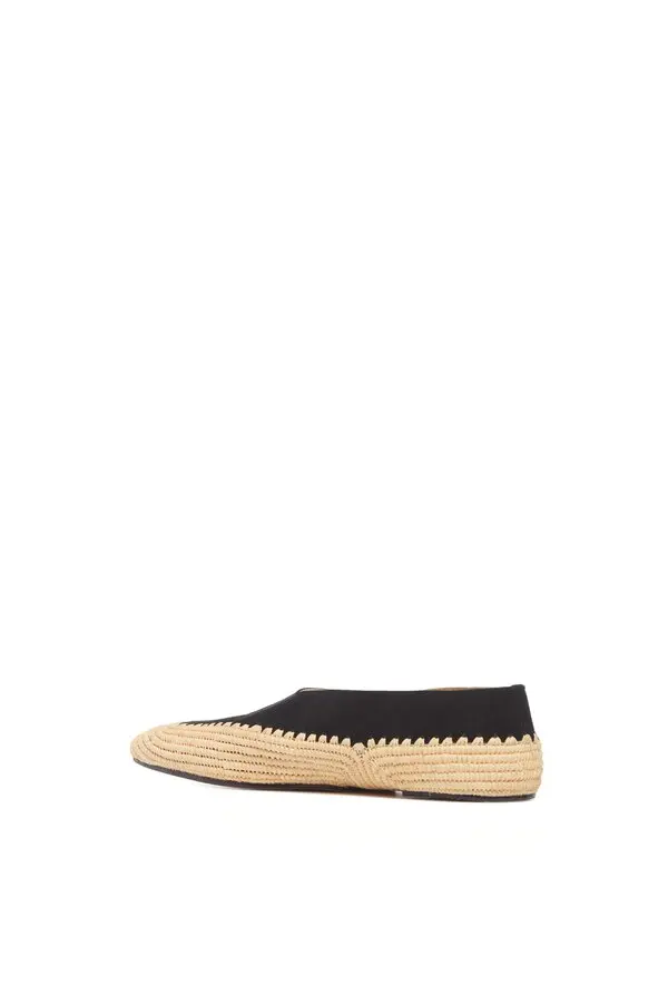 Gabriela Hearst Strength Flat Shoe In Suede And Raffia