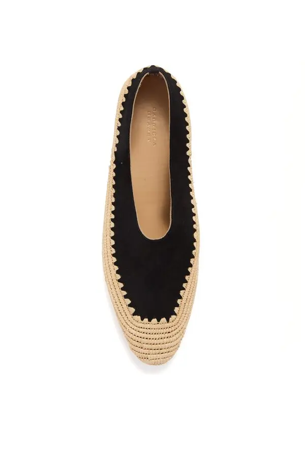 Gabriela Hearst Strength Flat Shoe In Suede And Raffia