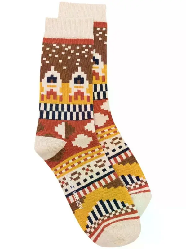 Henrik Vibskov Geometric Patterned Knitted Socks - Neutrals