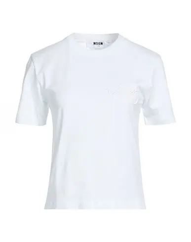 MSGM Cotton Crewneck T-shirt With Embroidered Logo