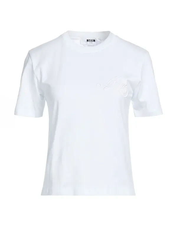 MSGM Cotton Crewneck T-shirt With Embroidered Logo