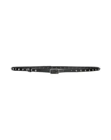 High Leather Belt With Studs And Appliqués - Black