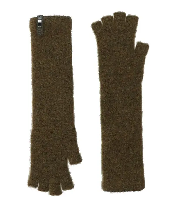 High Knitted Fingerless Gloves In Nylon, Wool, And Alpaca Wool Blend