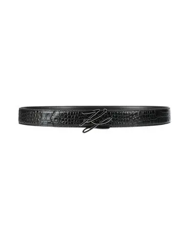 Karl Lagerfeld Crocodile-effect Leather Belt - Black