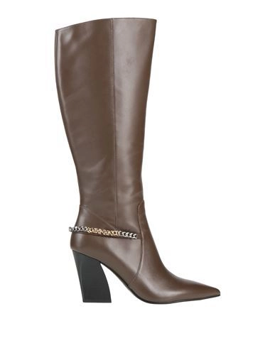 Pinko Calfskin Embellished Sculptural Heel Boots - Beige