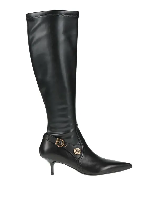 Pinko Leather Embellished Pointed Toe Low Heel Boots