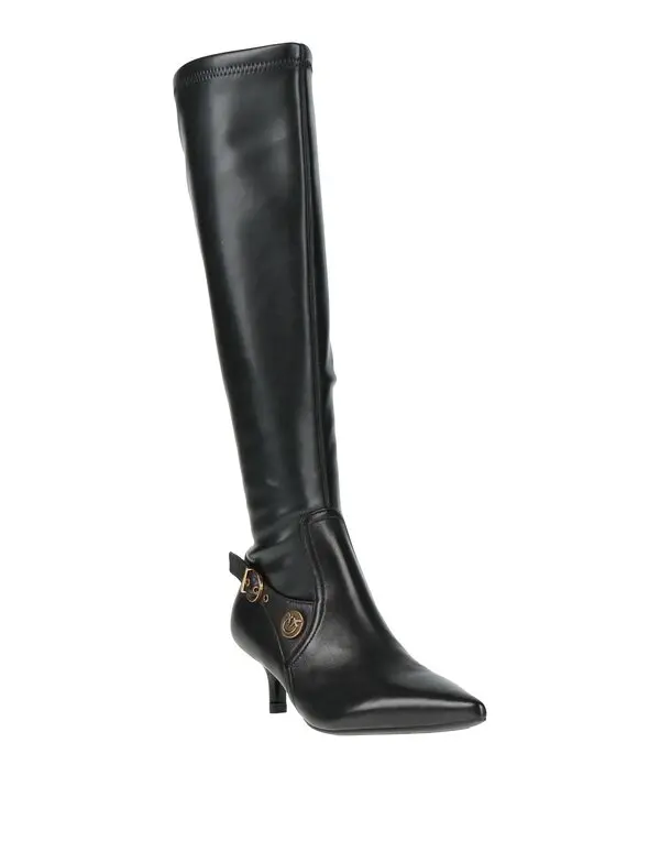 Pinko Leather Embellished Pointed Toe Low Heel Boots