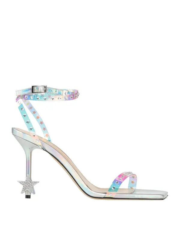 Mach & Mach Leather And Pvc Sandals With Crystal Embellishments