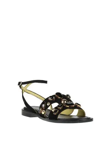 APEPAZZA Suede Embellished Crystal Studded Ankle Strap Sandals