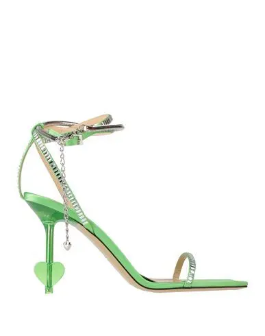 Mach & Mach Embellished Satin Sculptural Heel Sandals - Lime Green