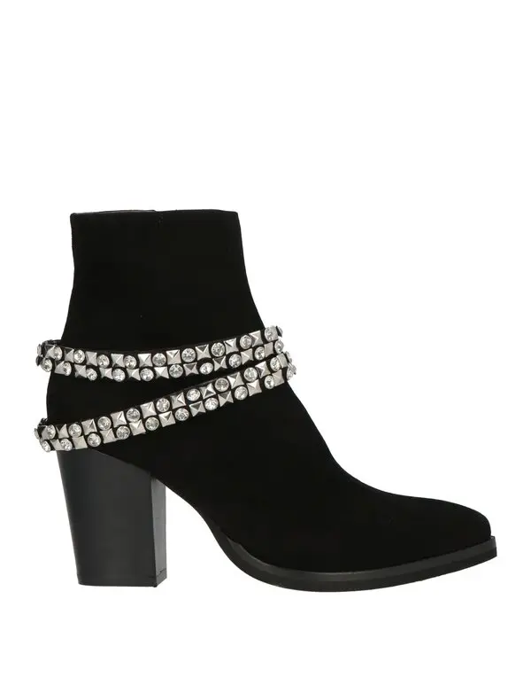 OVYE Suede Crystal Embellished Cowboy Ankle Boots
