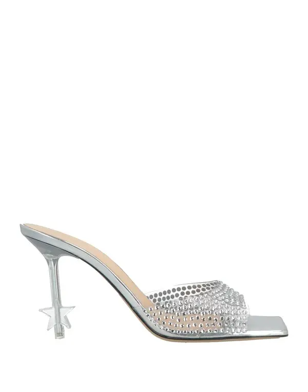 Mach & Mach Crystal Embellished Leather And Pvc Square Toe Geometric Heel Slides