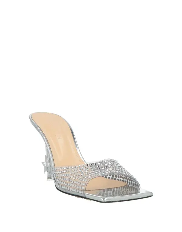 Mach & Mach Crystal Embellished Leather And Pvc Square Toe Geometric Heel Slides
