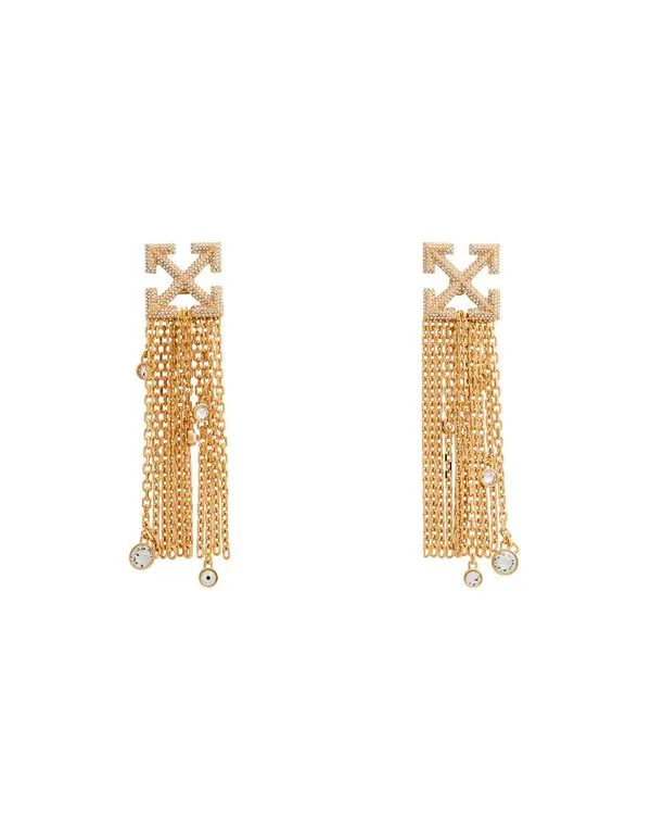 OFF-WHITE™ Crystal Embellished Arrow Motif Dangle Earrings