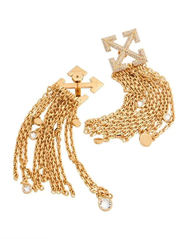 OFF-WHITE™ Crystal Embellished Arrow Motif Dangle Earrings