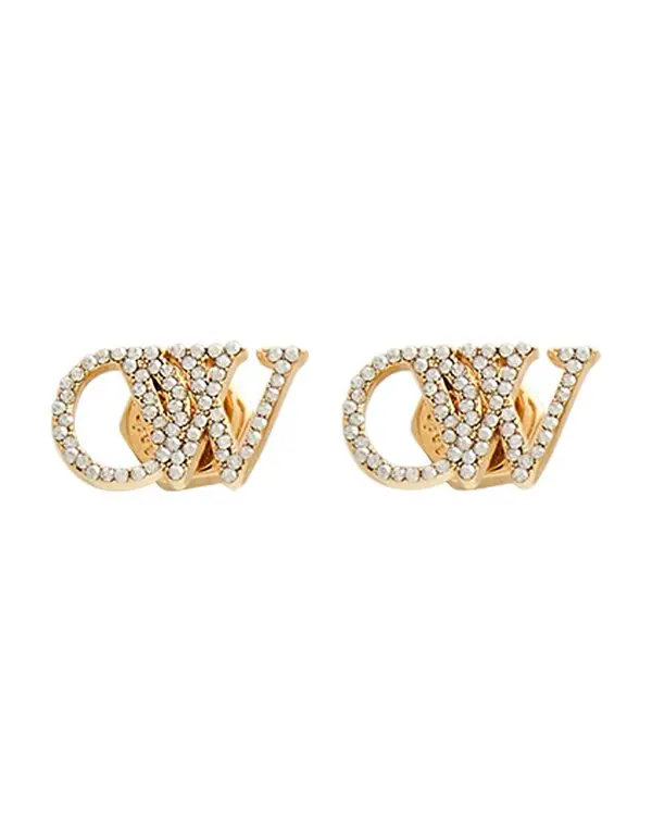 OFF-WHITE™ Brass And Crystal Stud Earrings