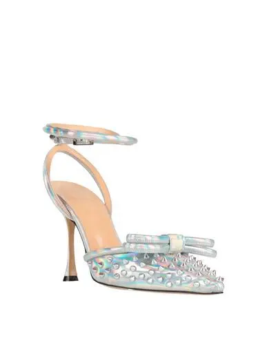 Mach & Mach Metallic Leather Pumps With Bow Detailing And Buckle Ankle Strap