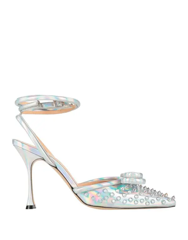 Mach & Mach Metallic Leather Pumps With Bow Detailing And Buckle Ankle Strap