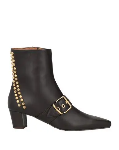 OVYE Dark Leather Ankle Boots With Studs And Buckle