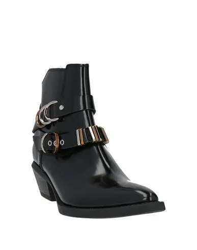 Pinko Calfskin Ankle Boots With Buckled Detailing - Black