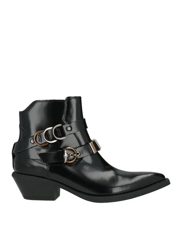 Pinko Calfskin Ankle Boots With Buckled Detailing - Black