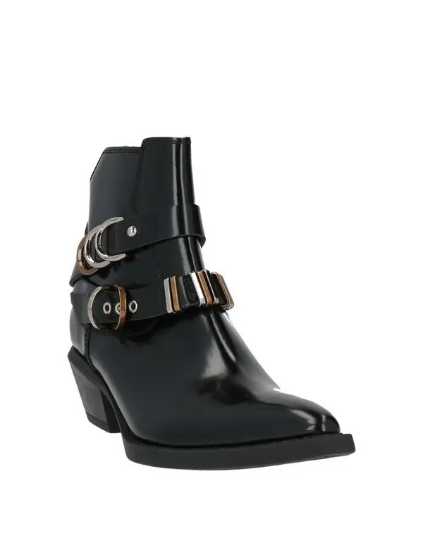 Pinko Calfskin Ankle Boots With Buckled Detailing - Black