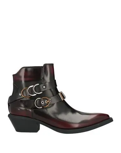 Pinko Calfskin Ankle Boots With Buckled Detailing - Red