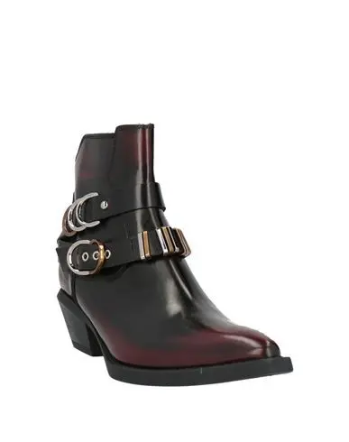 Pinko Calfskin Ankle Boots With Buckled Detailing - Red