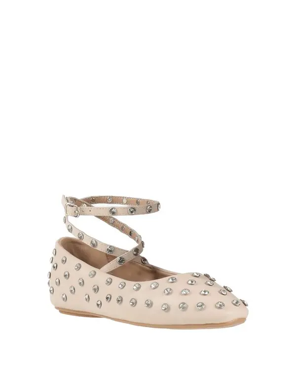 OVYE Leather Ballet Flats With Crystal Embellishments