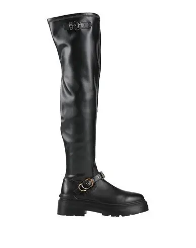 Pinko Over-the-knee Leather And Synthetic Boots With Buckle Detailing
