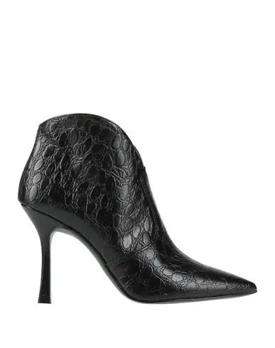 OVYE Crocodile-effect Spool Heel Ankle Boots