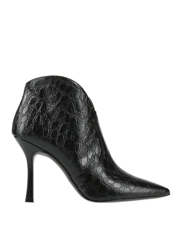OVYE Crocodile-effect Spool Heel Ankle Boots