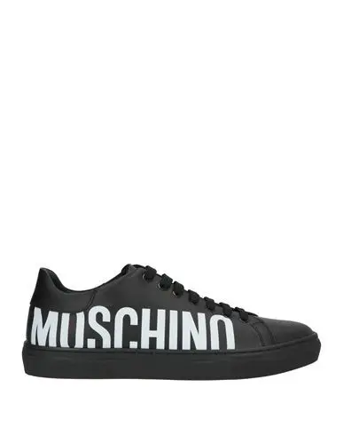 Moschino Calfskin Low-top Sneakers With Hook Fastenings - Black