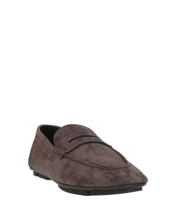 Giorgio Armani Chocolate Leather Penny Loafers - Brown