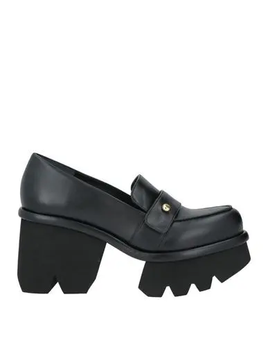 PALOMA BARCELO Chocolate Leather Loafers - Black