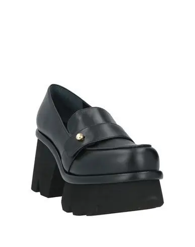 PALOMA BARCELO Chocolate Leather Loafers - Black