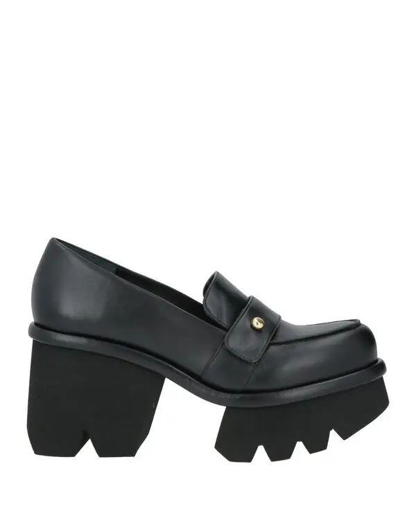 PALOMA BARCELO Chocolate Leather Loafers - Black