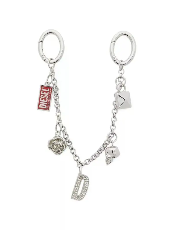 DIESEL® Embellished Chain Keyring - Silver