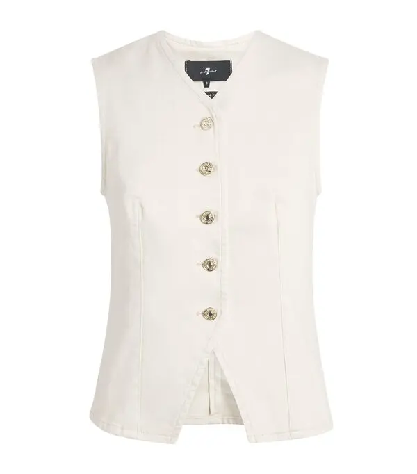 7 For All Mankind Denim Vest - Ivory