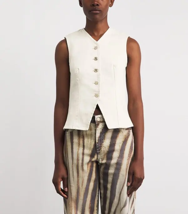 7 For All Mankind Denim Vest - Ivory