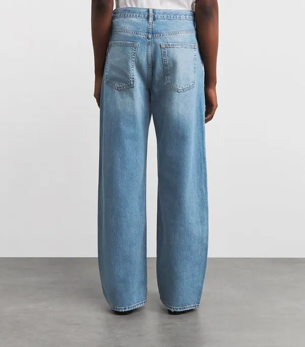 FRAME The Bow High-rise Barrel-leg Jeans - Blue