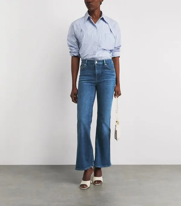 FRAME The Icon Mid-rise Flared Jeans - Navy