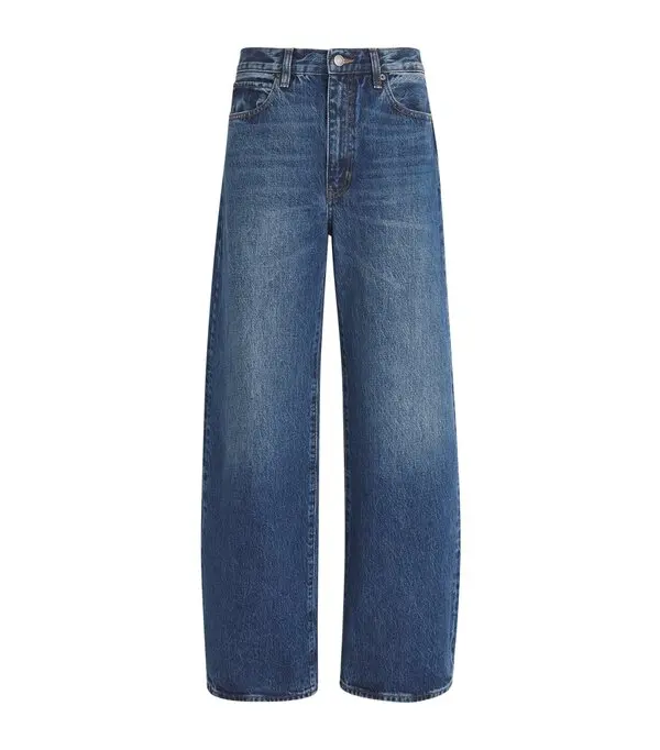 FRAME The Bow High-rise Barrel-leg Jeans - Blue