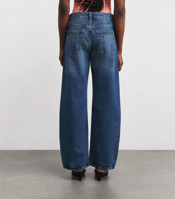 FRAME The Bow High-rise Barrel-leg Jeans - Blue