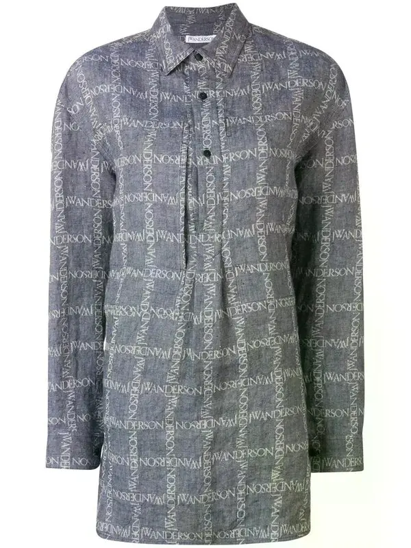 JW Anderson Logo Grid Tunic Linen Shirt