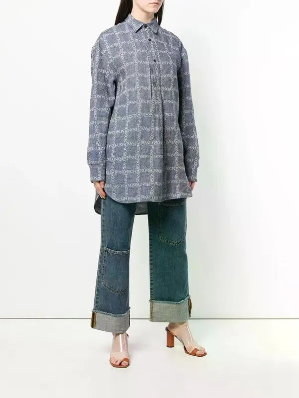 JW Anderson Logo Grid Tunic Linen Shirt